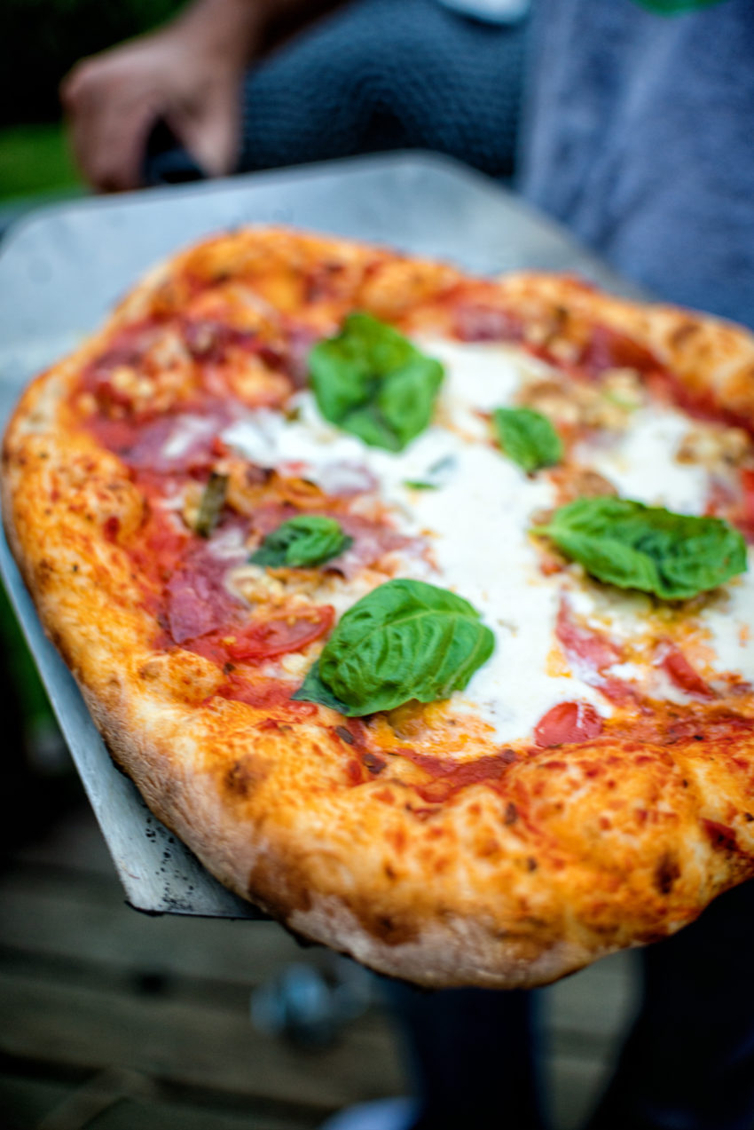 Grilled Summer Pizza with Salami, Corn, Burrata - Girl Carnivore