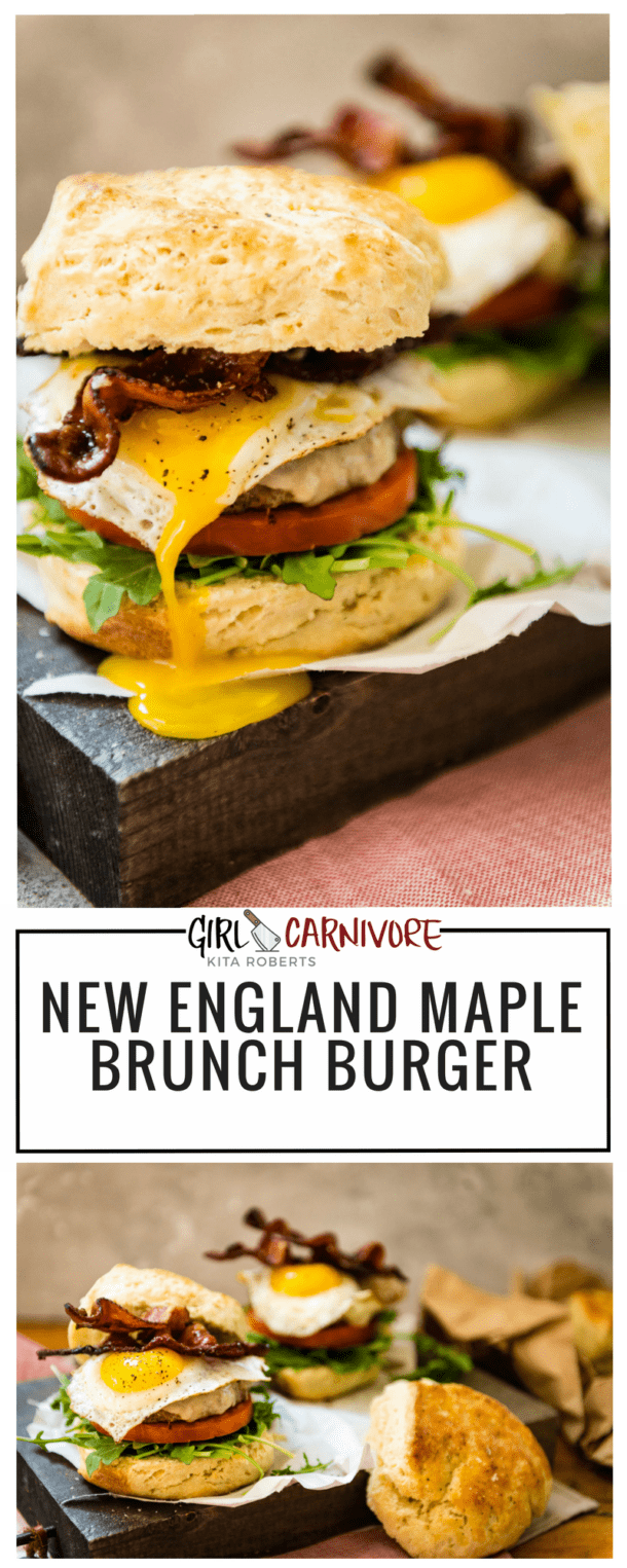 New England Maple Brunch Burger Recipe | GirlCarnivore.com