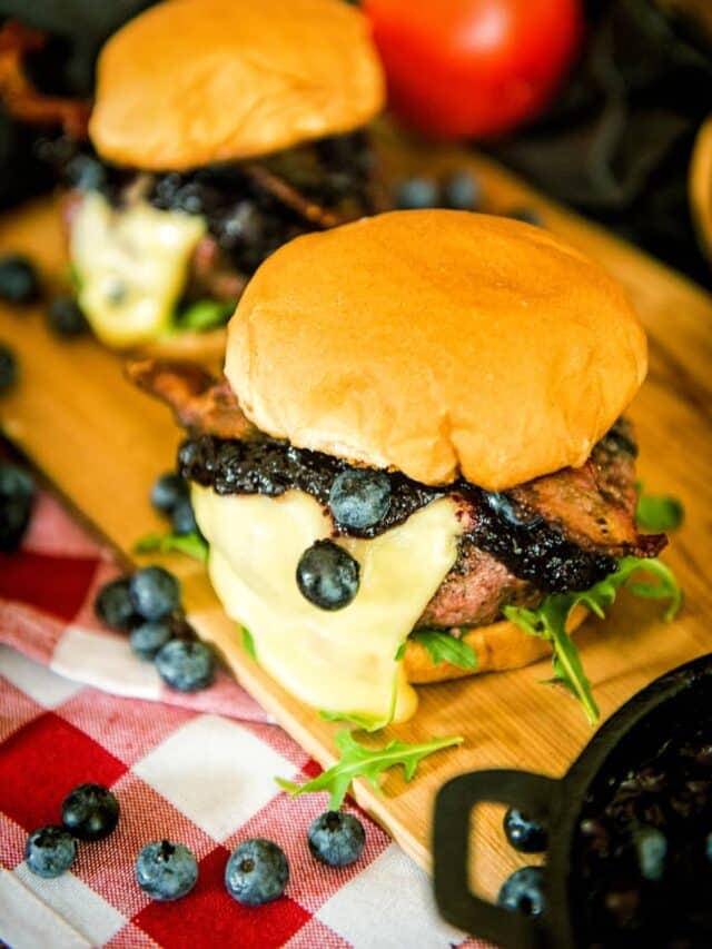Smoked Blueberry Raclette Burgers Story - Girl Carnivore