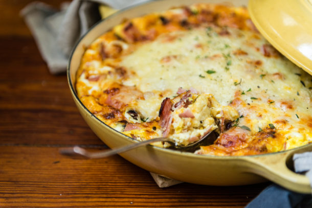Overnight Ham Breakfast Strata Recipe | Kita Roberts GirlCarnivore