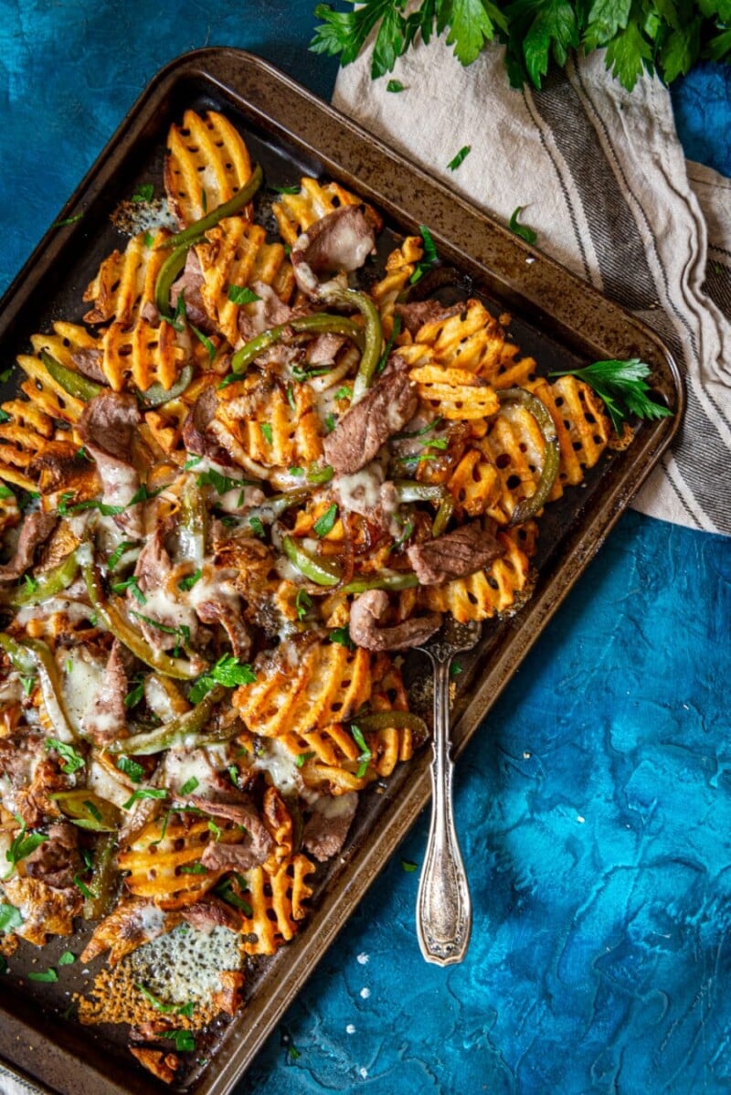 Philly Cheesesteak Fries | Easy Recipe | GirlCarnivore.com