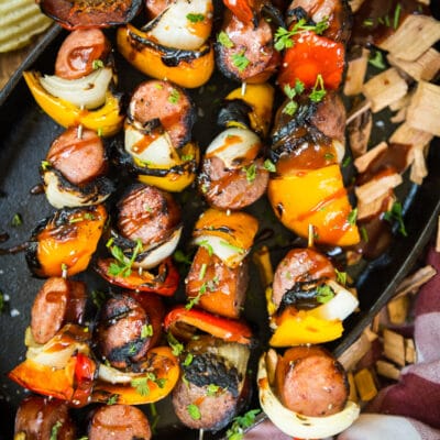 Smoked Sausage Kabobs Recipe | GirlCarnivore.com