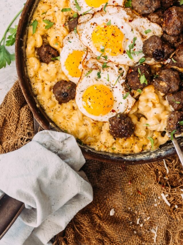 Maple Meatballs Breakfast Mac and Cheese Story - Girl Carnivore