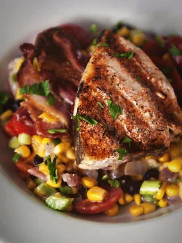 Blackened Swordfish with Maque Choux Story - Girl Carnivore