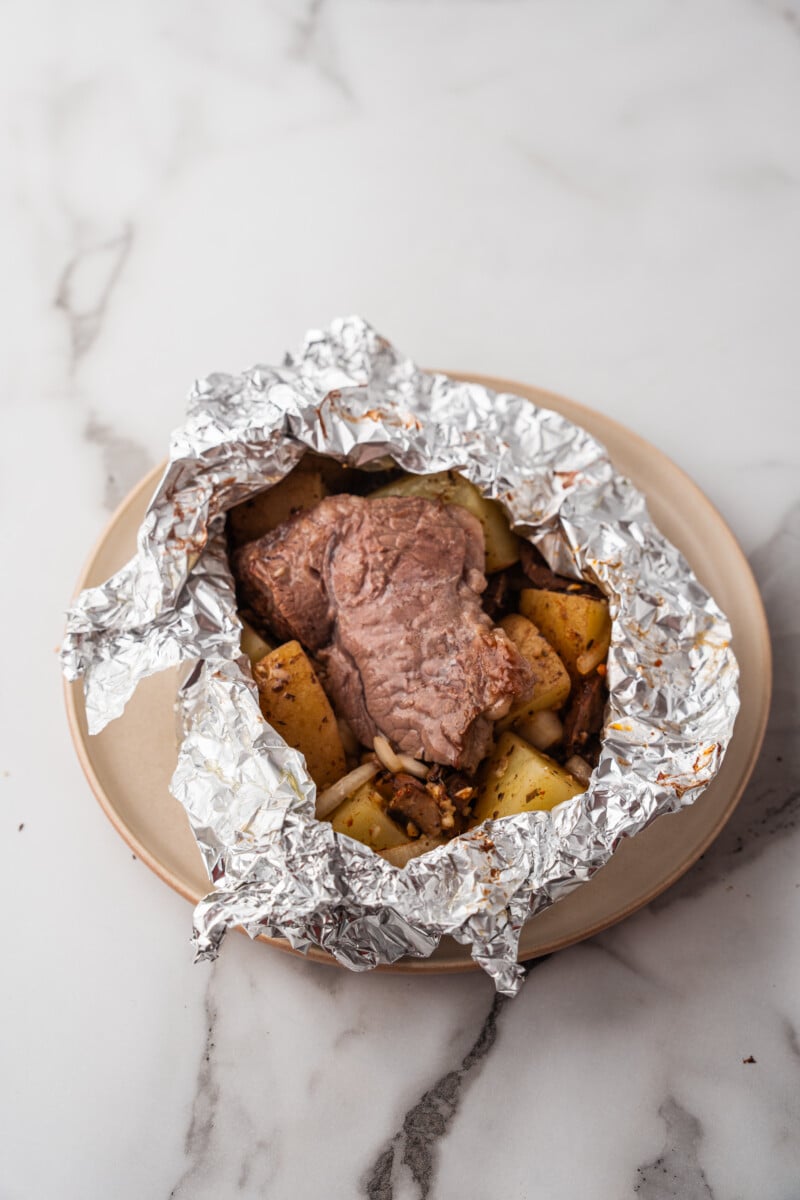 Steak in Foil Packets with Potatoes - Camping Recipe