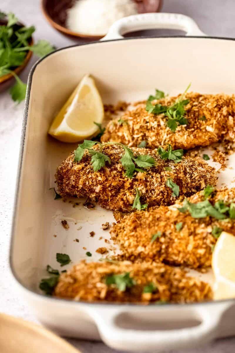 Easy Baked Panko Crusted Chicken Recipe with Parmesan