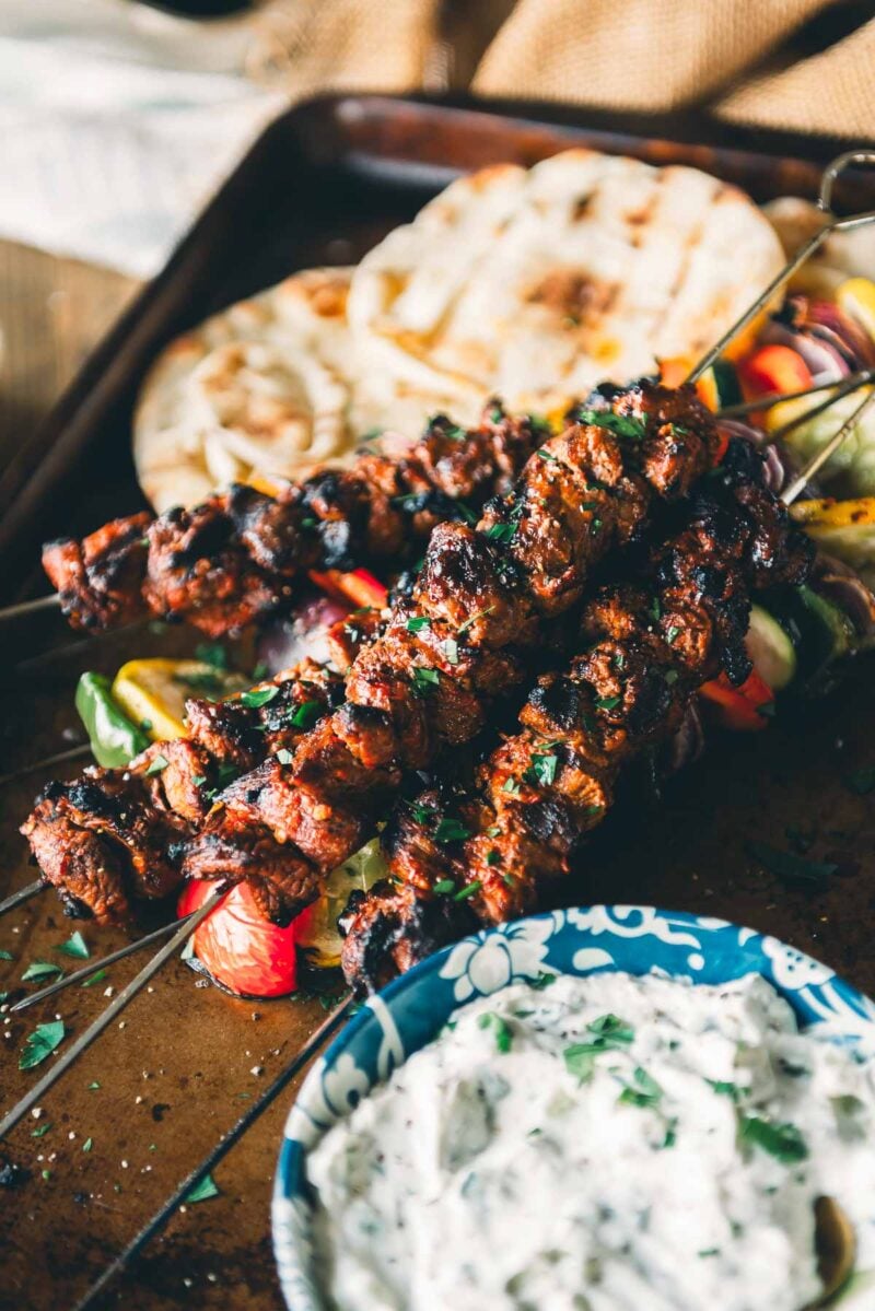 Grilled Lamb Kabobs with Harissa Marinade - Girl Carnivore