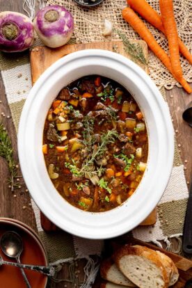 Slow Cooker Beef Stew with & Lentils, Turnips and Carrots - Girl Carnivore